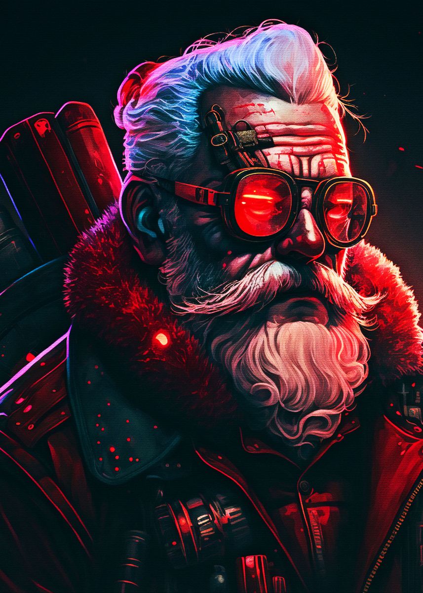 'Santa claus neon punk' Poster, picture, metal print, paint by Muh ...