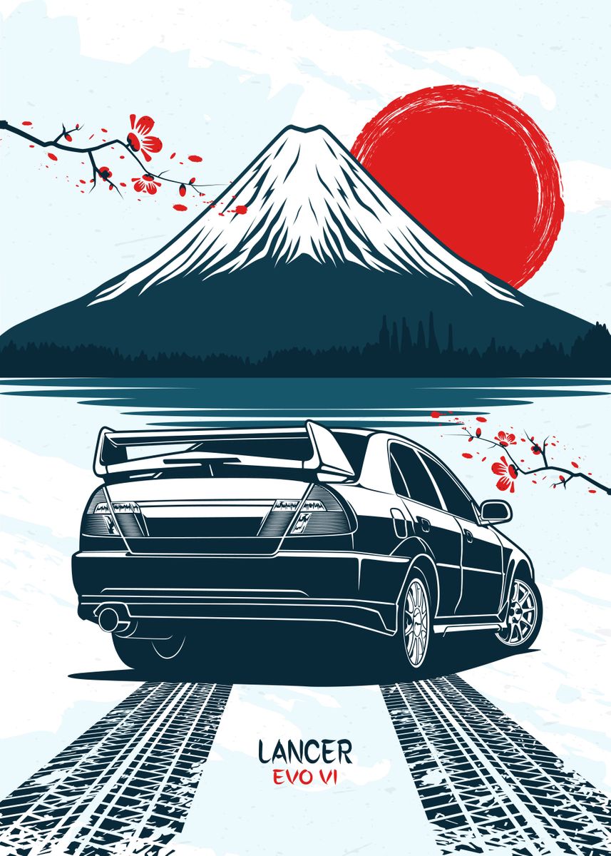 'Mitsubishi Lancer Evo 6' Poster, picture, metal print, paint by ...