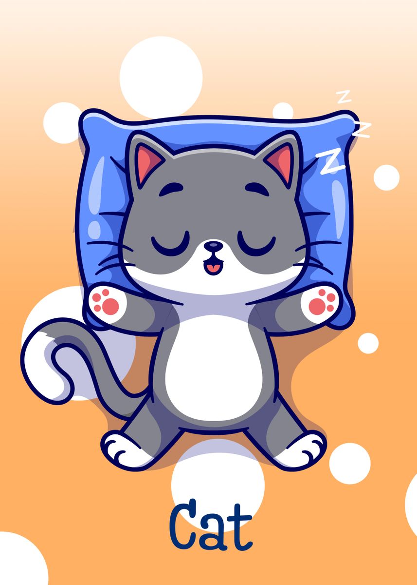 'Cat' Poster, picture, metal print, paint by tona Billi | Displate