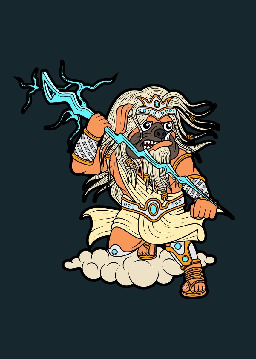 'pug dog zeus' Poster, picture, metal print, paint by RickyEKelly ...