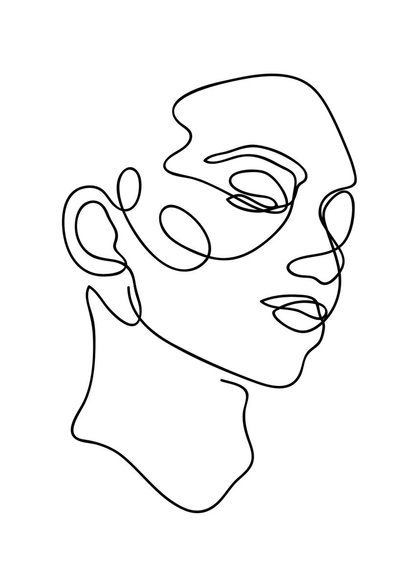 'One continuous face lines' Poster, picture, metal print, paint by ...