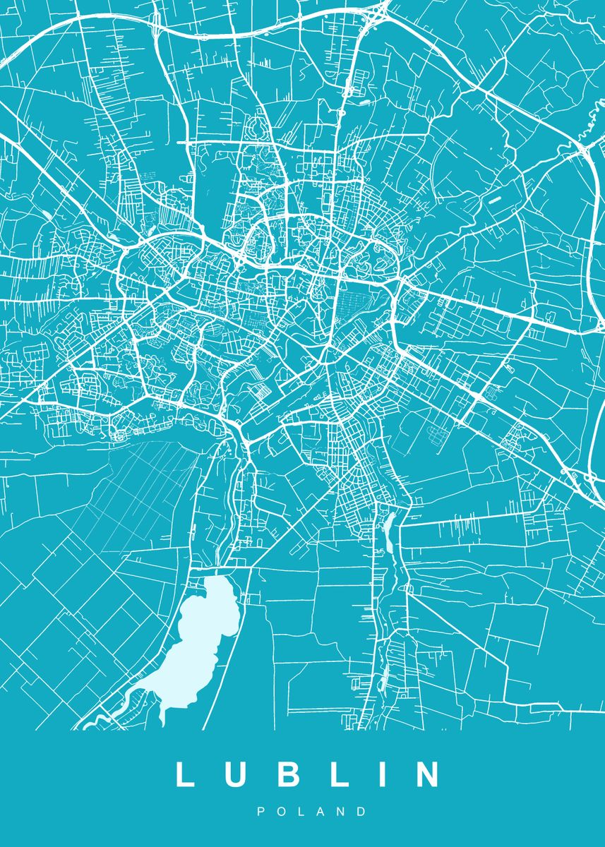 'LUBLIN Map POLAND' Poster, picture, metal print, paint by UrbanMaps ...