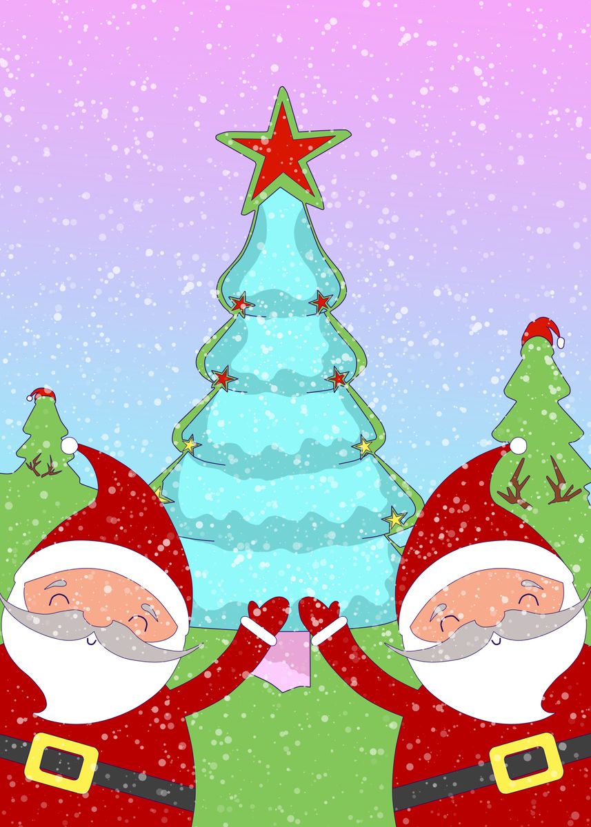 'santa claus christmas art' Poster, picture, metal print, paint by ...