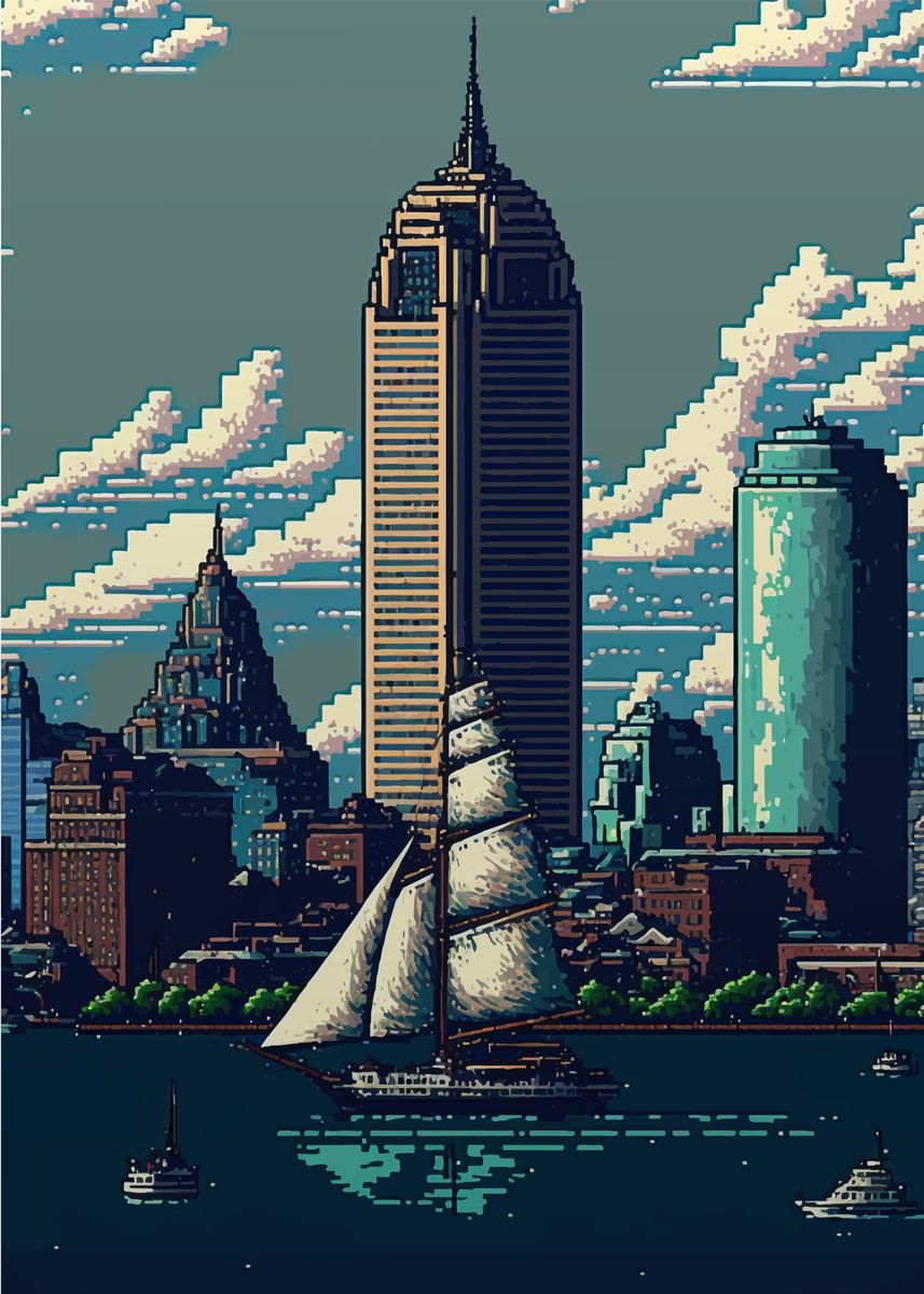 'Boston Pixel art' Poster, picture, metal print, paint by M Art | Displate