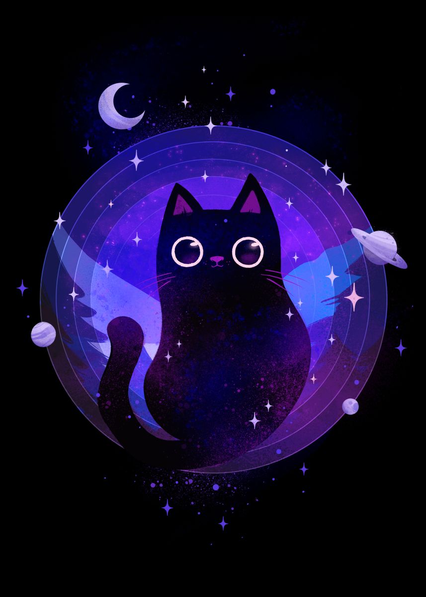 'Galaxy Cat' Poster, picture, metal print, paint by Erika Biagiola ...