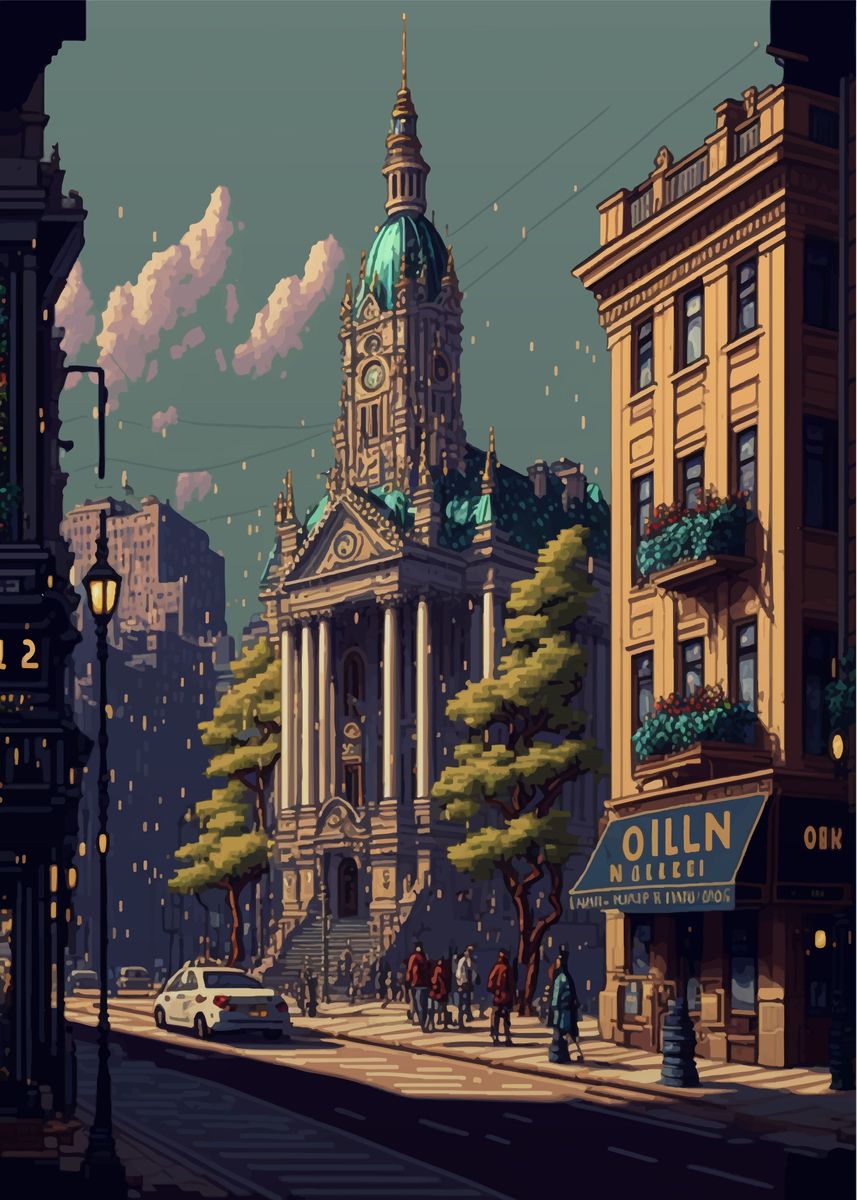 'Oslo Pixel art' Poster, picture, metal print, paint by M Art | Displate