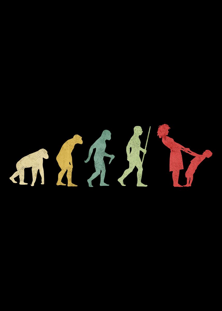 'Mother and Child Evolution' Poster, picture, metal print, paint by ...