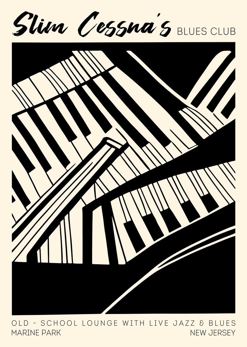 'Music Club Advertising Art' Poster, picture, metal print, paint by BluePinkPanther | Displate