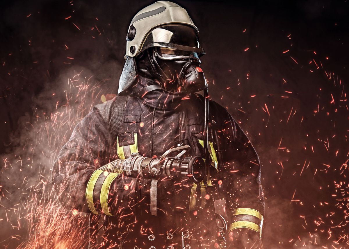 'Professional Firefighter' Poster by Tom Cage | Displate