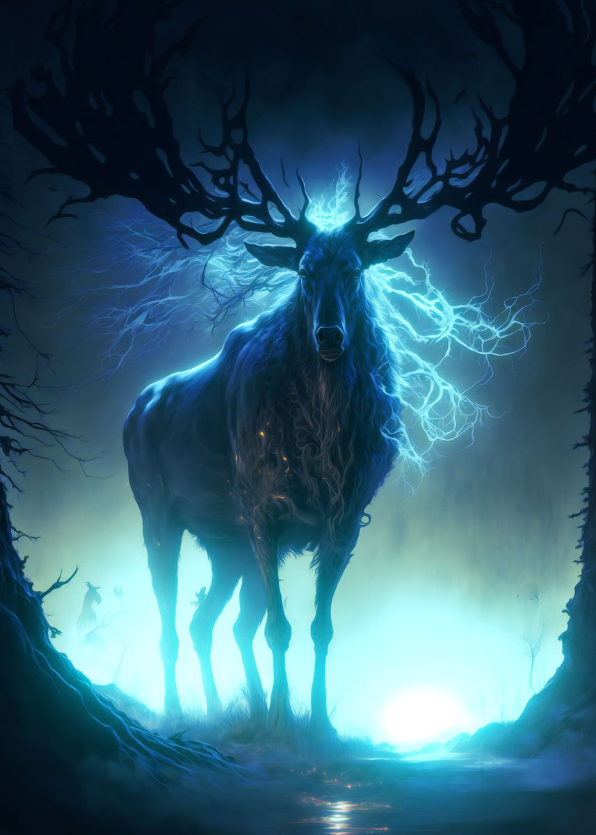 'magical deer' Poster, picture, metal print, paint by Xi Designs | Displate