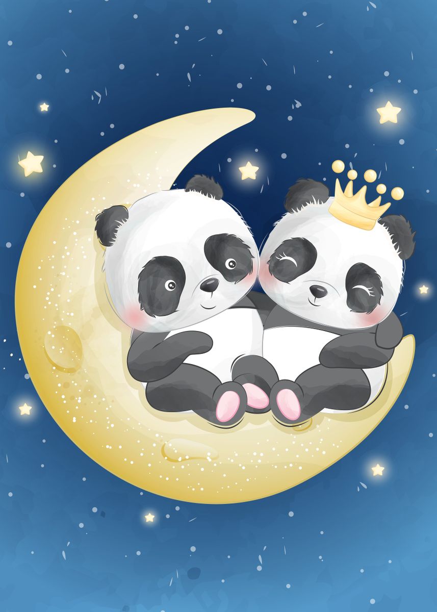 'Cute couple Panda' Poster, picture, metal print, paint by Queensy ...
