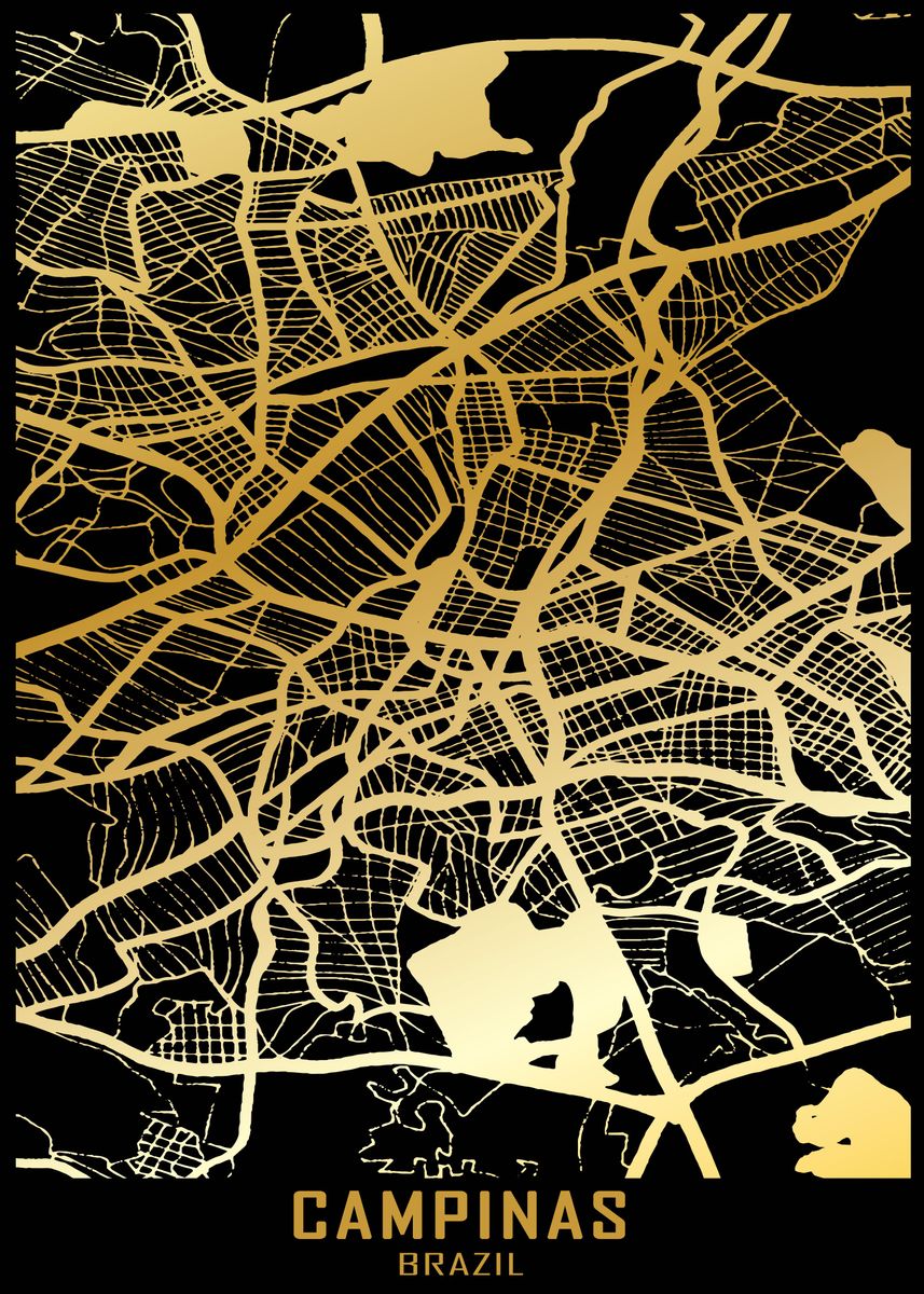 'Campinas Brazil City Map' Poster by SheldonBennett Studio | Displate