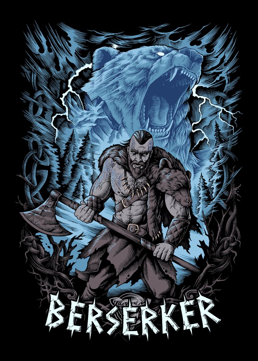 'Viking Bear Berserker' Poster by Richard Åkers | Displate