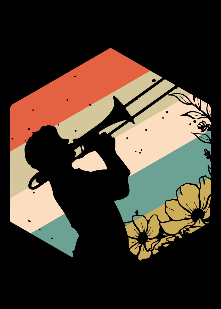 'Trombone With Flowers' Poster, picture, metal print, paint by ...
