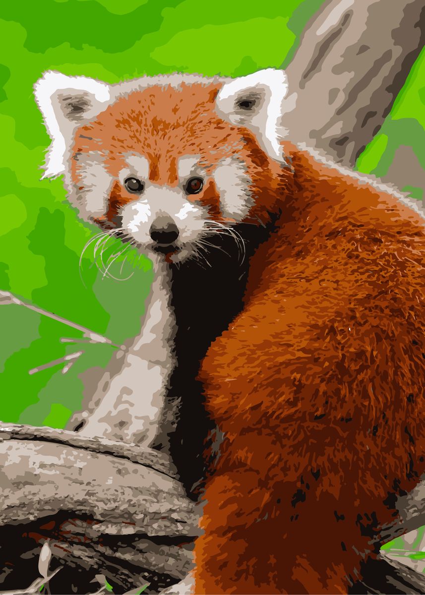 'Red Panda Color Mix' Poster, picture, metal print, paint by Rita Lin ...