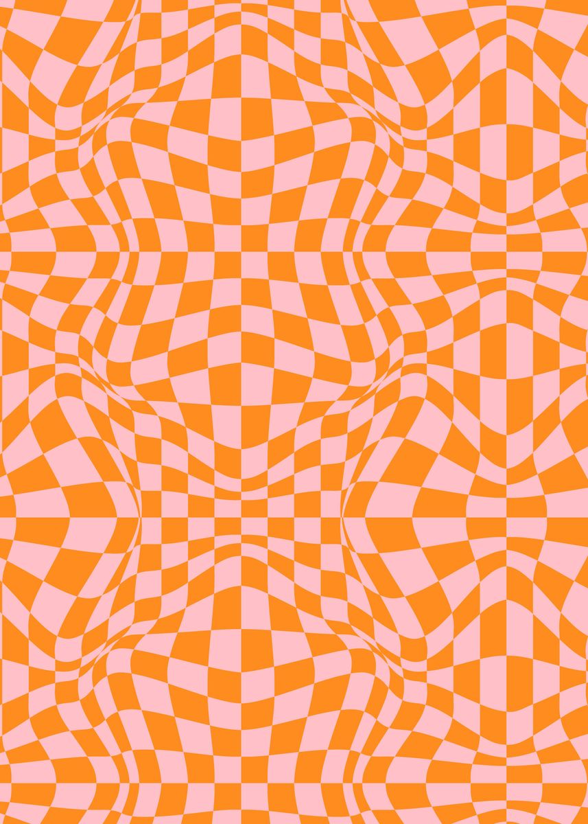 'Orange Trippy Retro Plaid' Poster by EDM Project | Displate