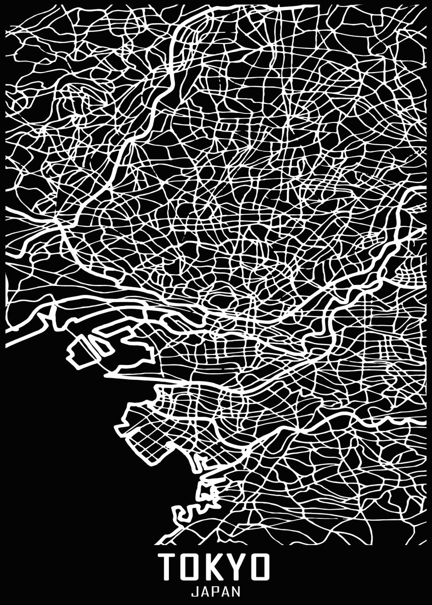 'Tokyo Japan City Map' Poster by HildaWarren Studio | Displate