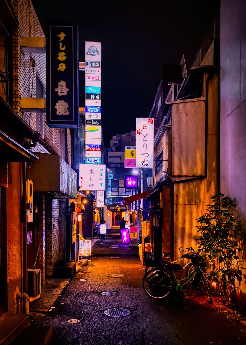 'Dark Alley Tokyo' Poster, picture, metal print, paint by crbn design ...