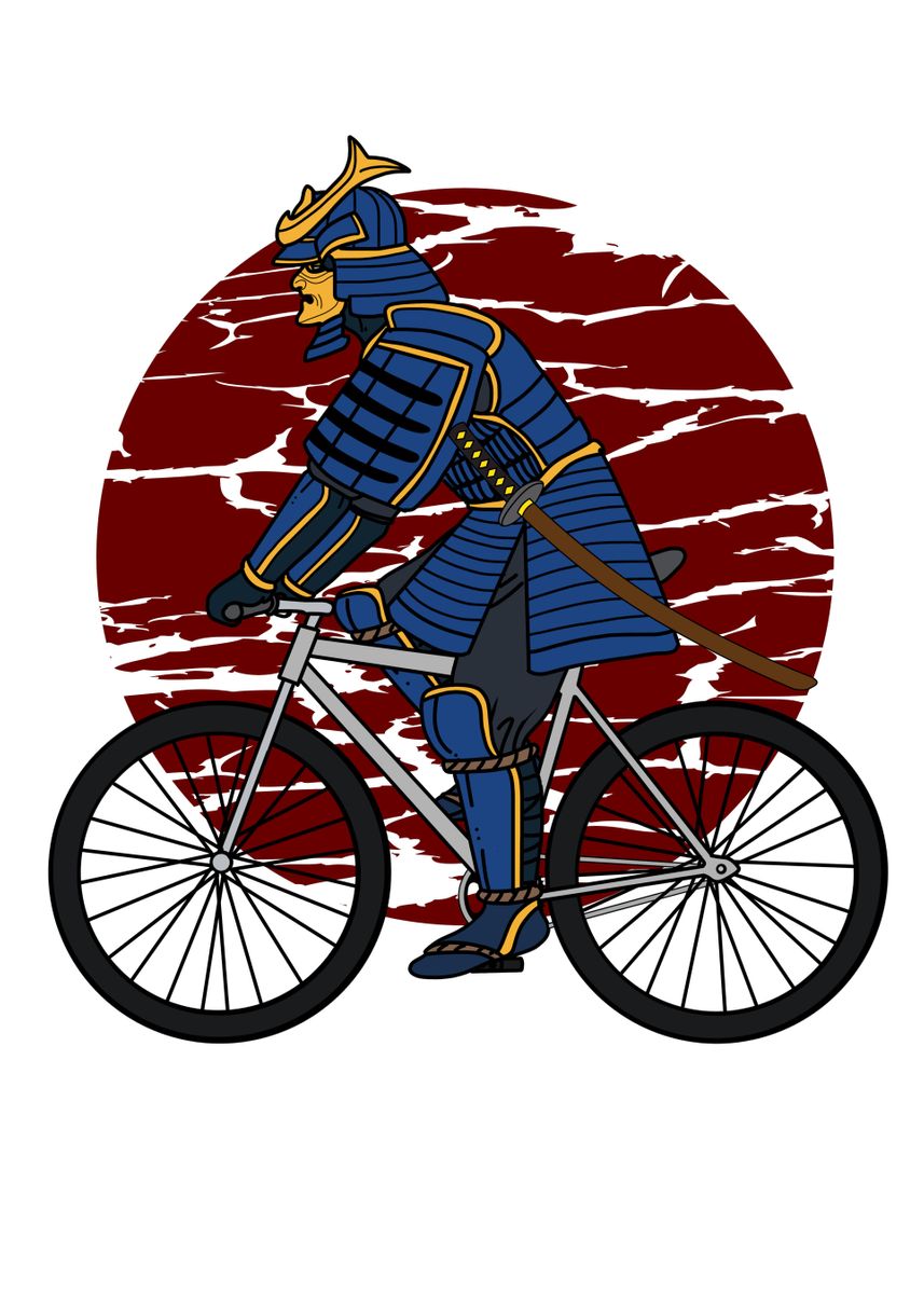 'Bicycle Samurai Warrior' Poster, picture, metal print, paint by ...