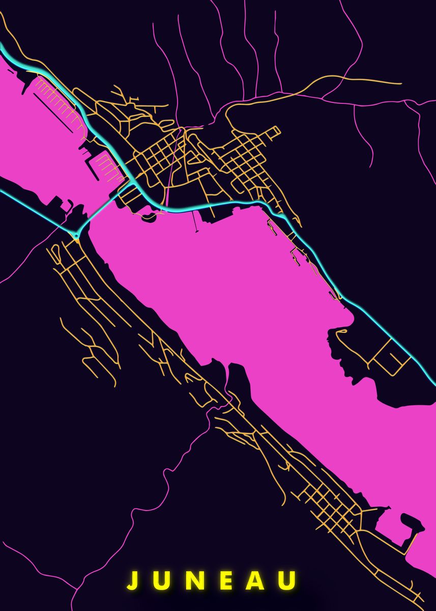 'Juneau AK USA' Poster, picture, metal print, paint by Denis Siggers ...