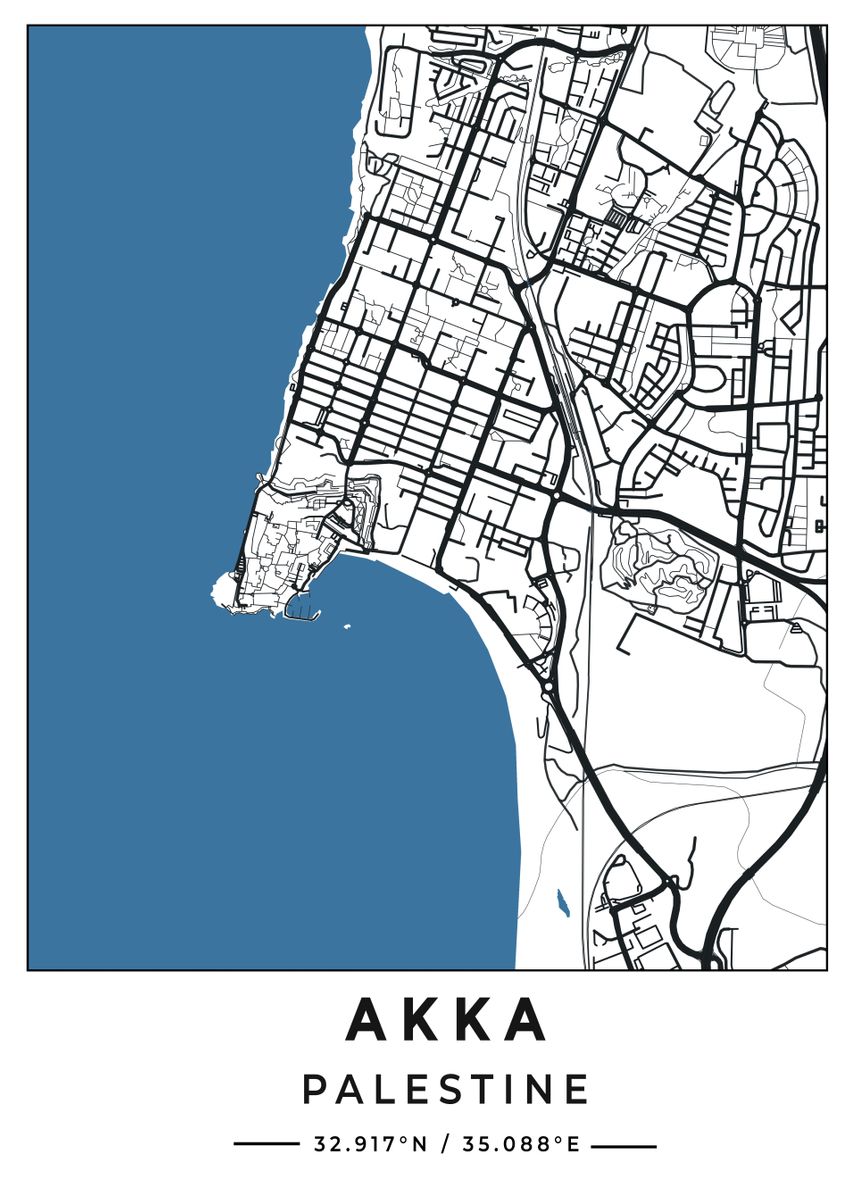 'Akka Palestine Map Art' Poster by Omar Kanan | Displate