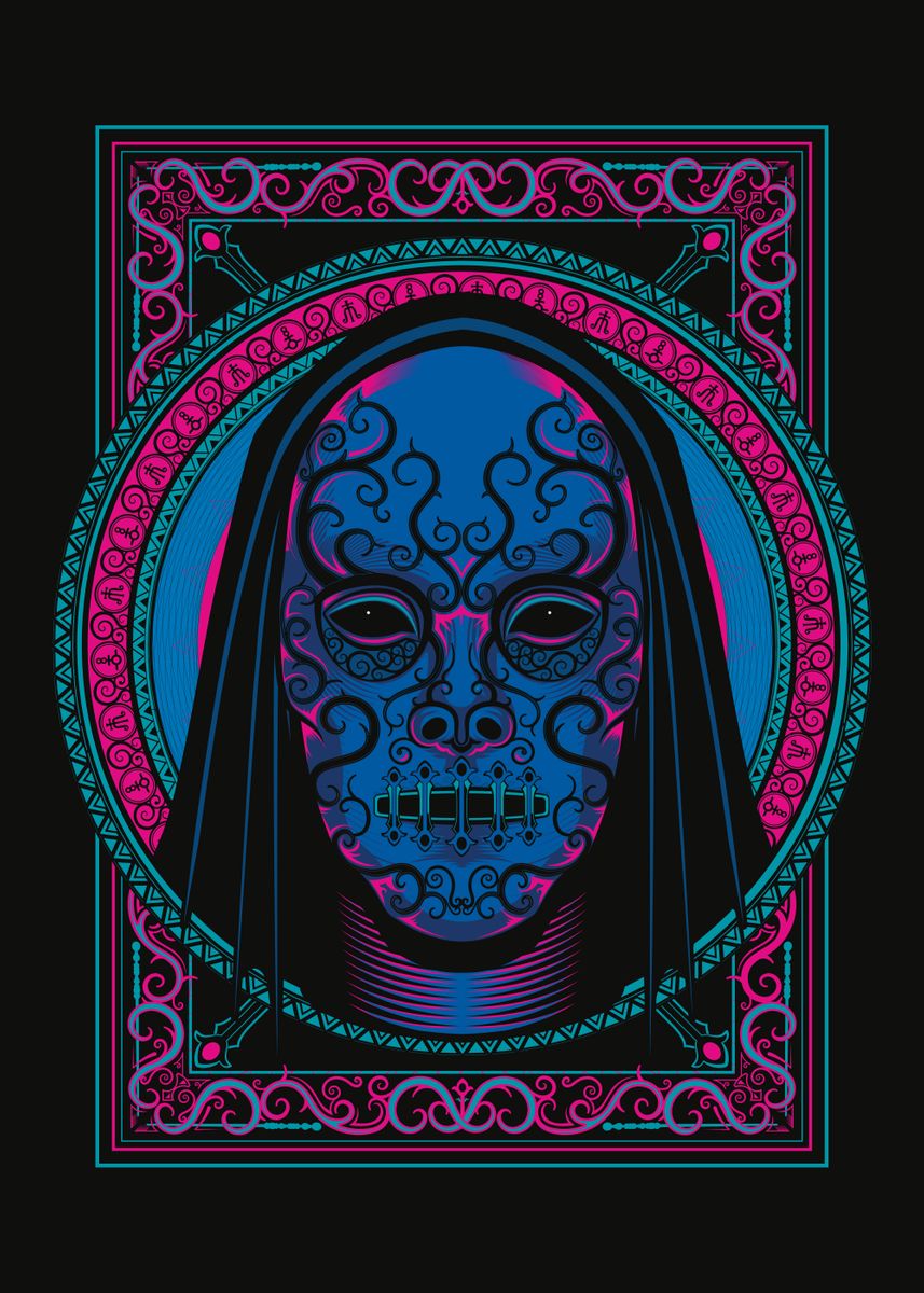 'Death Eater Mask Blue' Poster, picture, metal print, paint by ...