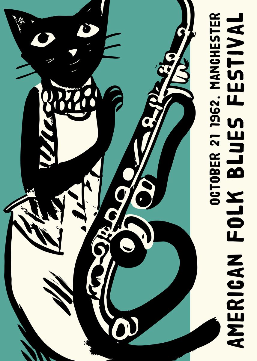 'American Folk Blues Poster' Poster, picture, metal print, paint by BluePinkPanther | Displate