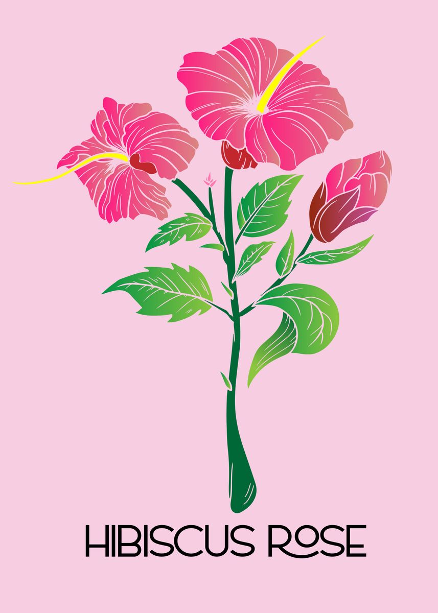 'Tropical hibiscus flower' Poster, picture, metal print, paint by Le ...