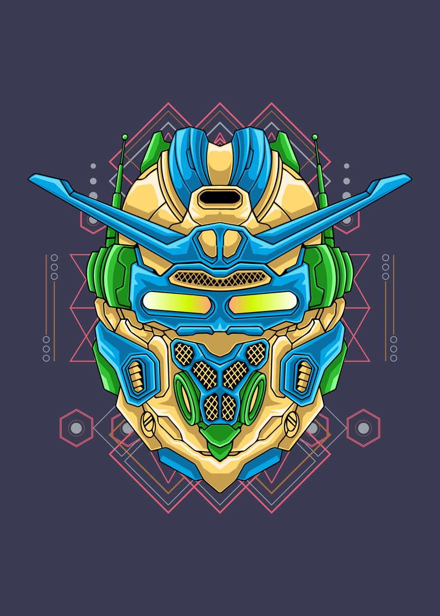 'Head warrior robot' Poster, picture, metal print, paint by Lloyd ...