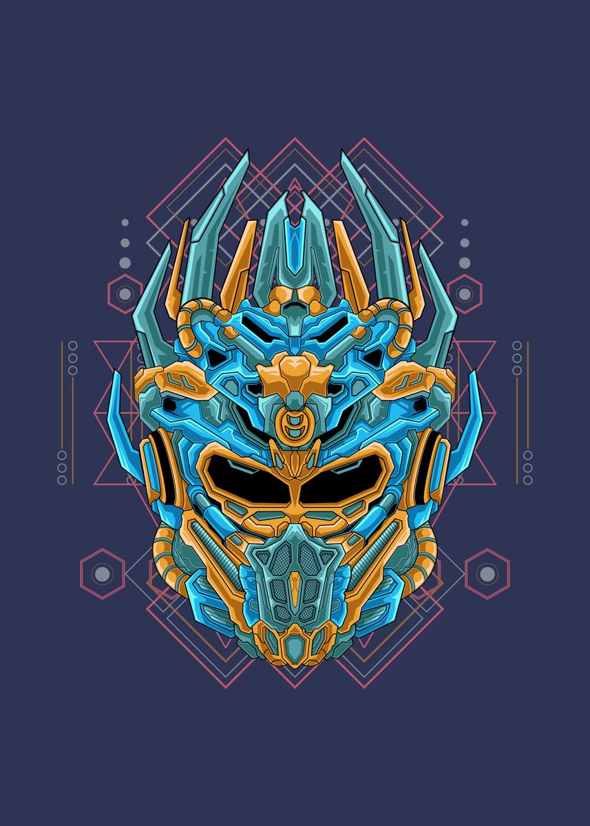 'Mecha helmet head' Poster, picture, metal print, paint by Lloyd Studio ...