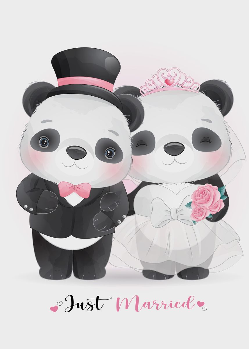 'Couple Panda' Poster, picture, metal print, paint by Queensy Collin ...