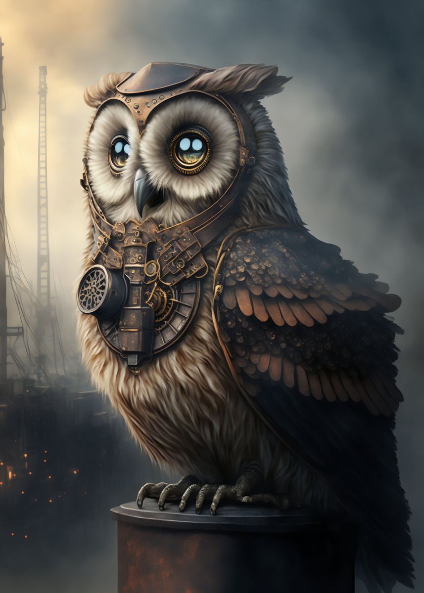 Steampunk Owl Wallpaper