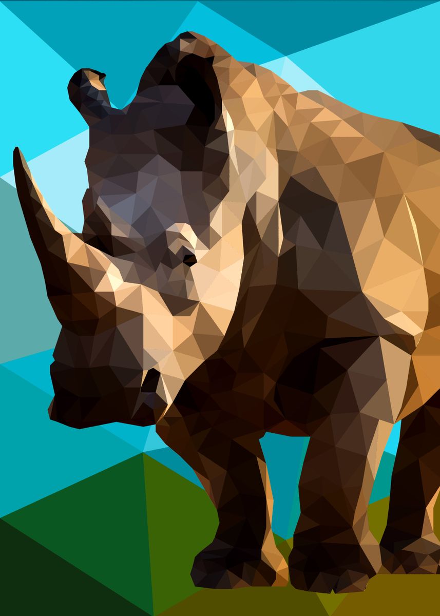 'Rhino' Poster, picture, metal print, paint by toan nguyen | Displate