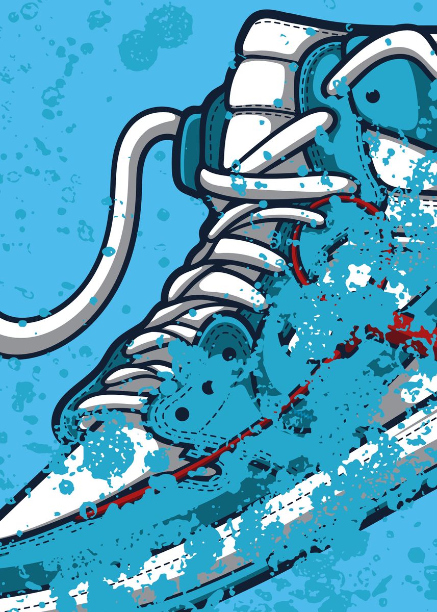 'Blue Shoe' Poster, picture, metal print, paint by Adam Project | Displate