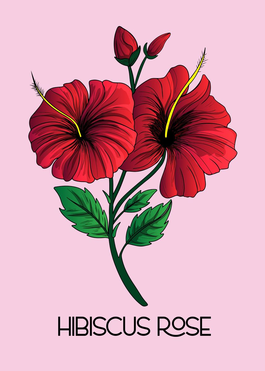 'Tropical hibiscus flower' Poster by Le Thi Thu Hien | Displate