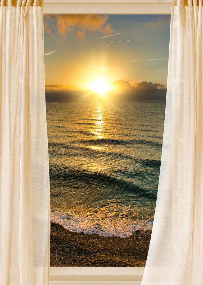 'Open window sea view' Poster by Vicen Design | Displate