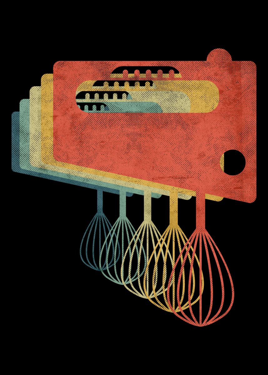'Electtric Mixer Retro' Poster, picture, metal print, paint by El ...