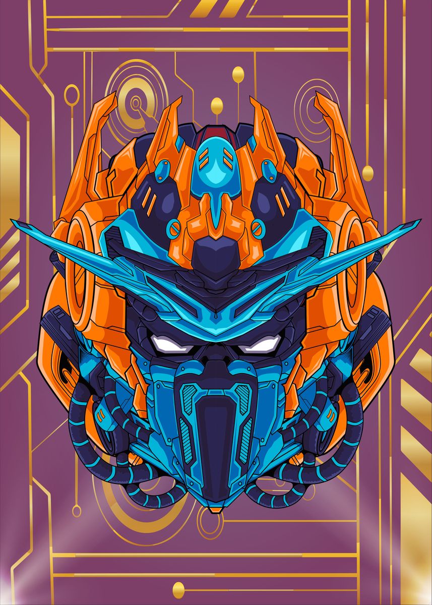 'Head mecha cyber warrior' Poster by Lloyd Studio | Displate