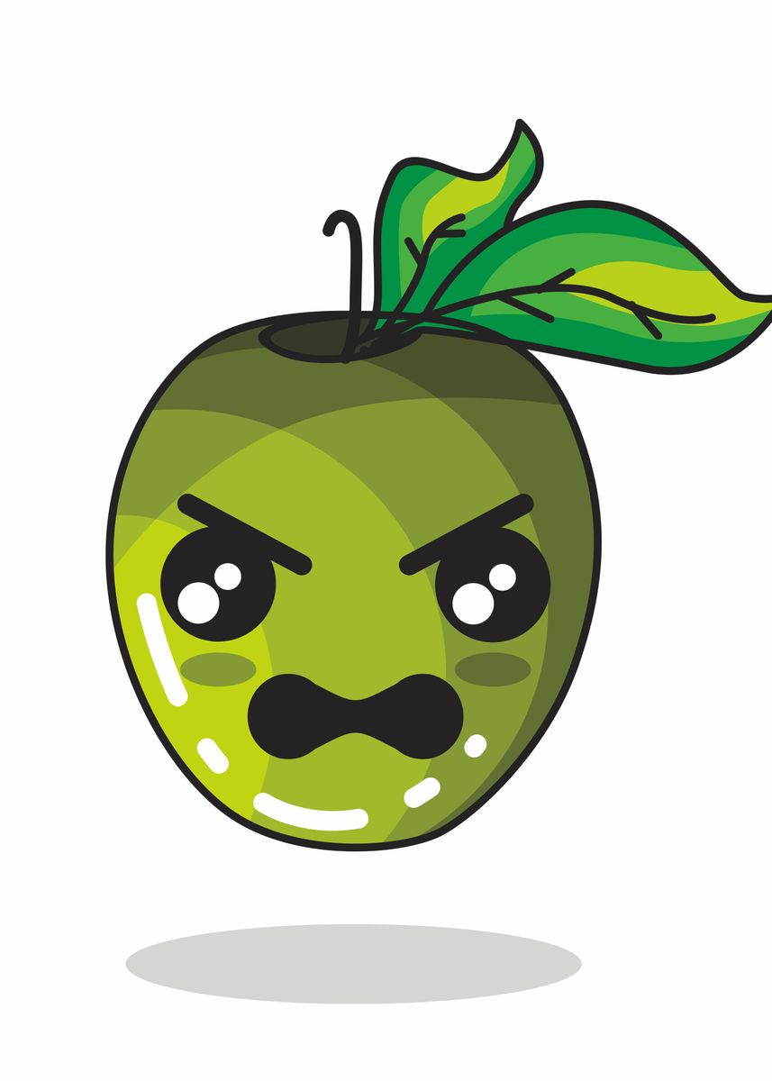 'Emoticon Apple Angry Art' Poster, picture, metal print, paint by Rizky ...