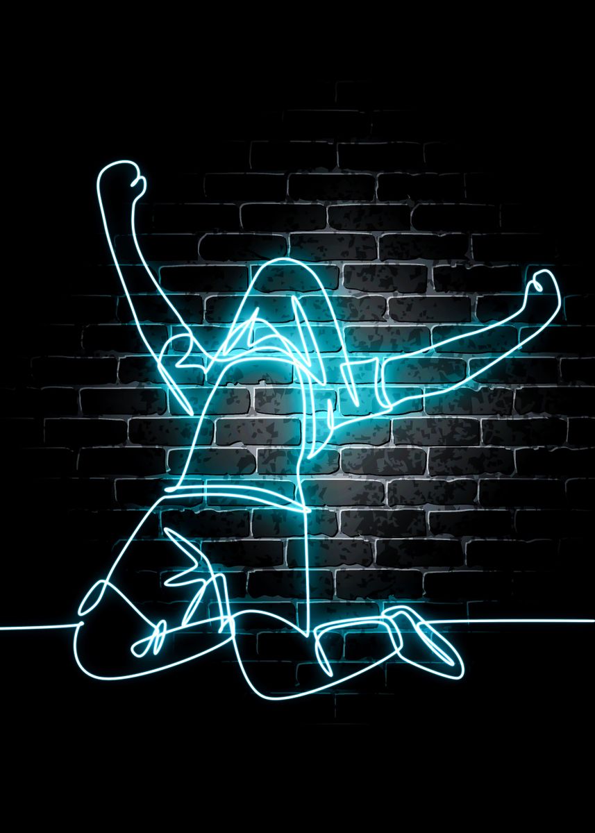 'Neon Football Sport' Poster, picture, metal print, paint by Atlas ...