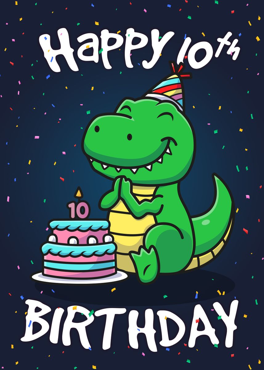 'Happy 10th Birthday Funny' Poster, picture, metal print, paint by All ...