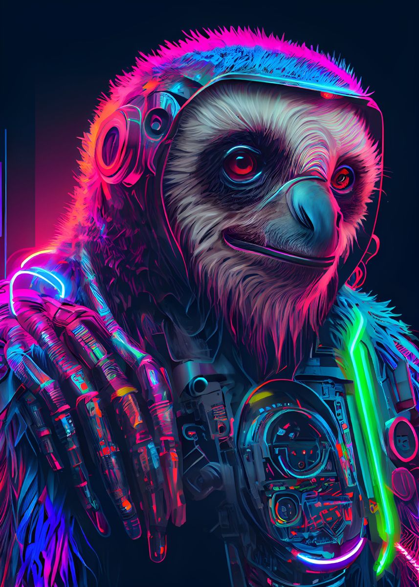 'sloth cyberpunk' Poster by sinnois | Displate