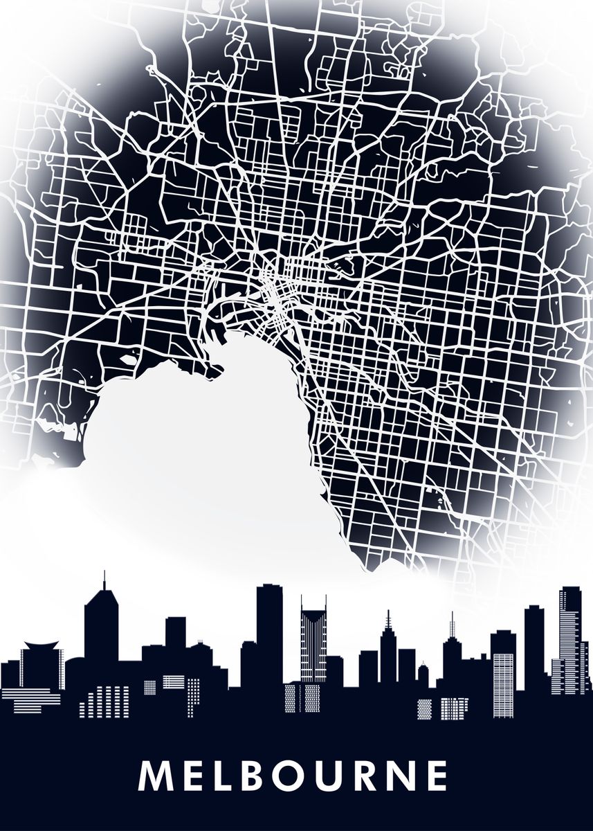 'Melbourne VIC Australia' Poster, picture, metal print, paint by Vincent Vorce | Displate