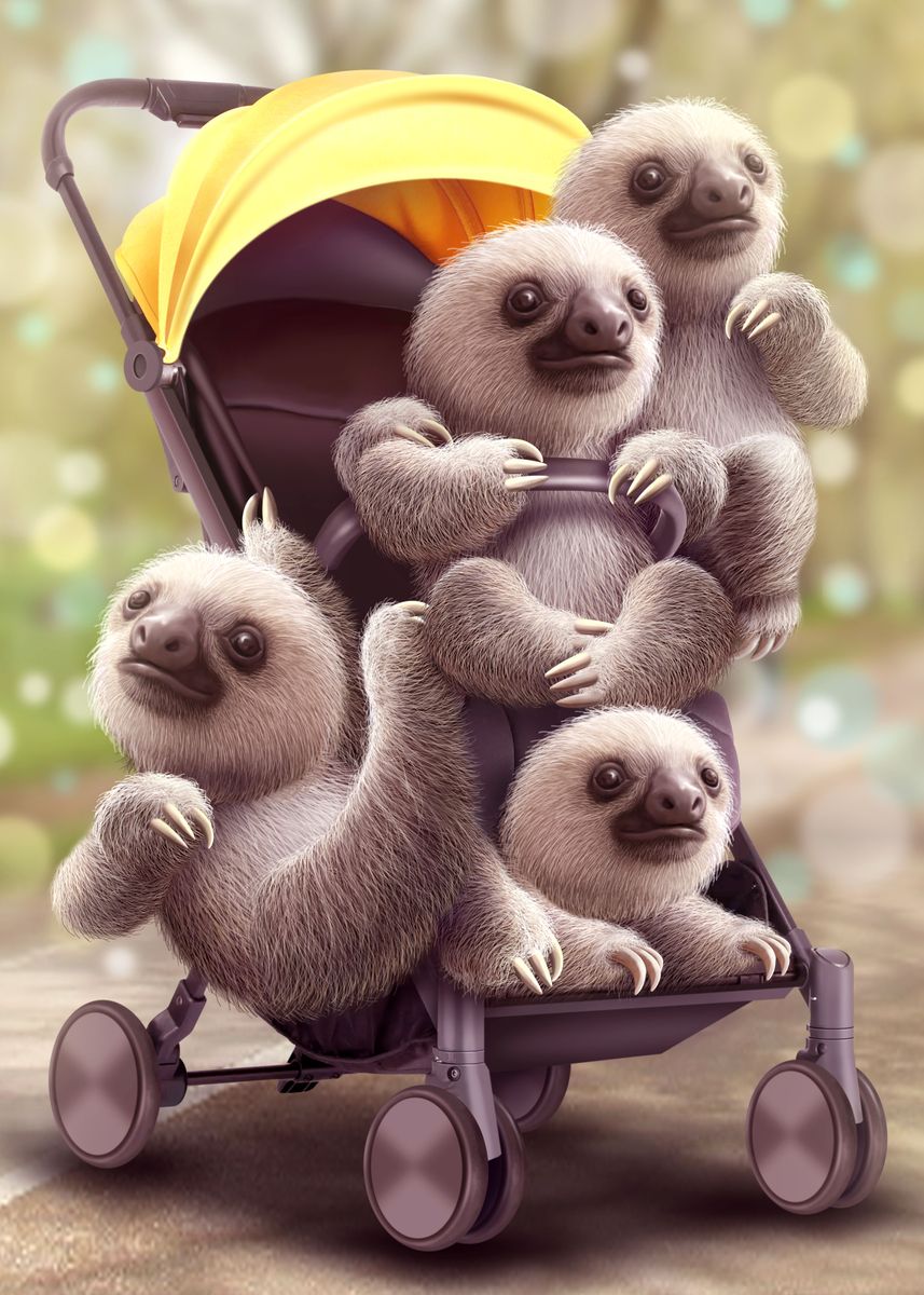 'SLOTHS ON STROLLER' Poster by Adam Lawless | Displate