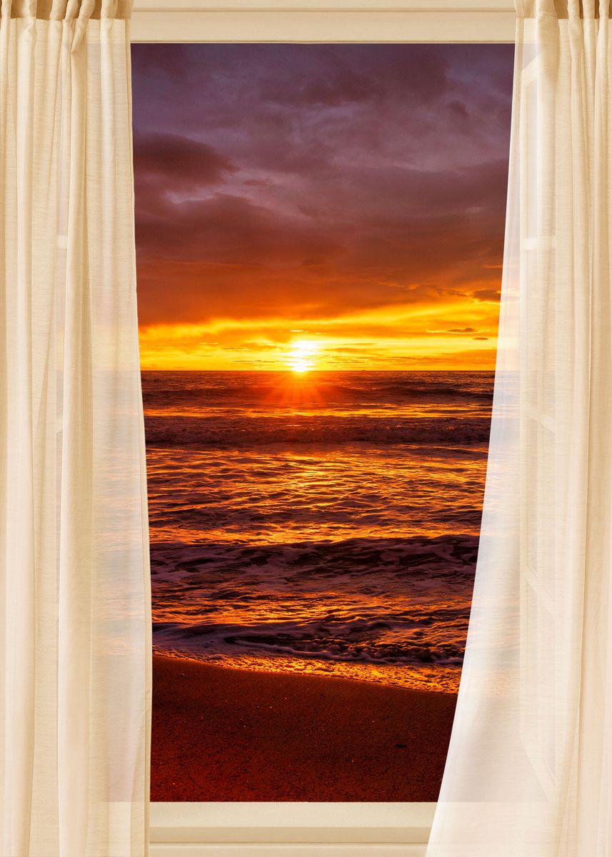 'Sea landscape window view' Poster, picture, metal print, paint by ...