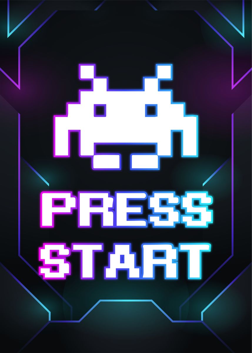 'press start' Poster, picture, metal print, paint by Top Collection ...