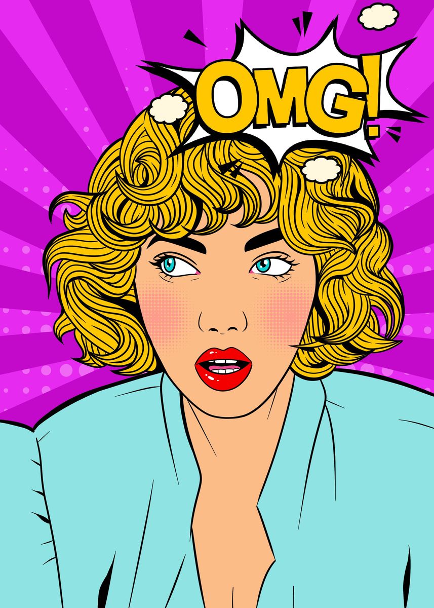 'Shocked lady pop art' Poster, picture, metal print, paint by Lutpanoa ...