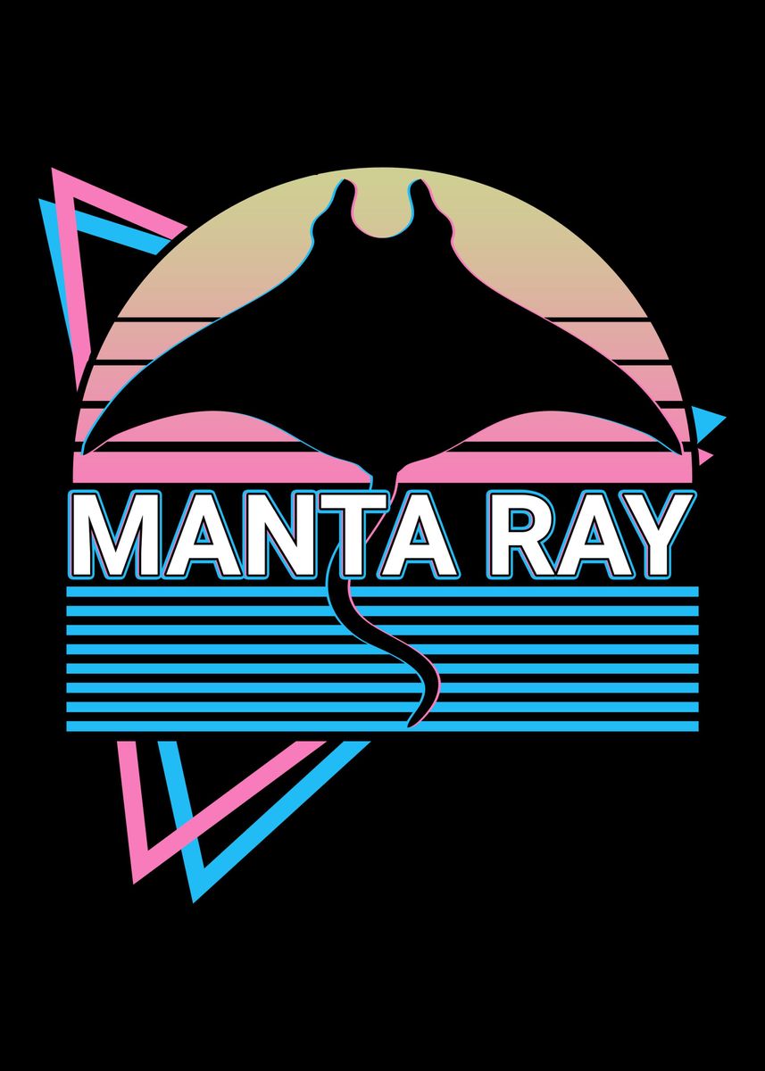 'Manta Ray Retro' Poster, picture, metal print, paint by AestheticAlex ...