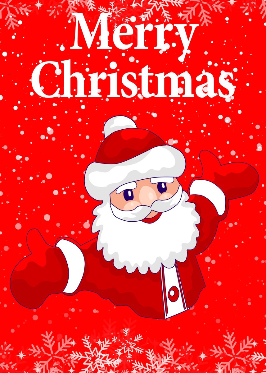 'santa claus happy art' Poster, picture, metal print, paint by Muhammad ...