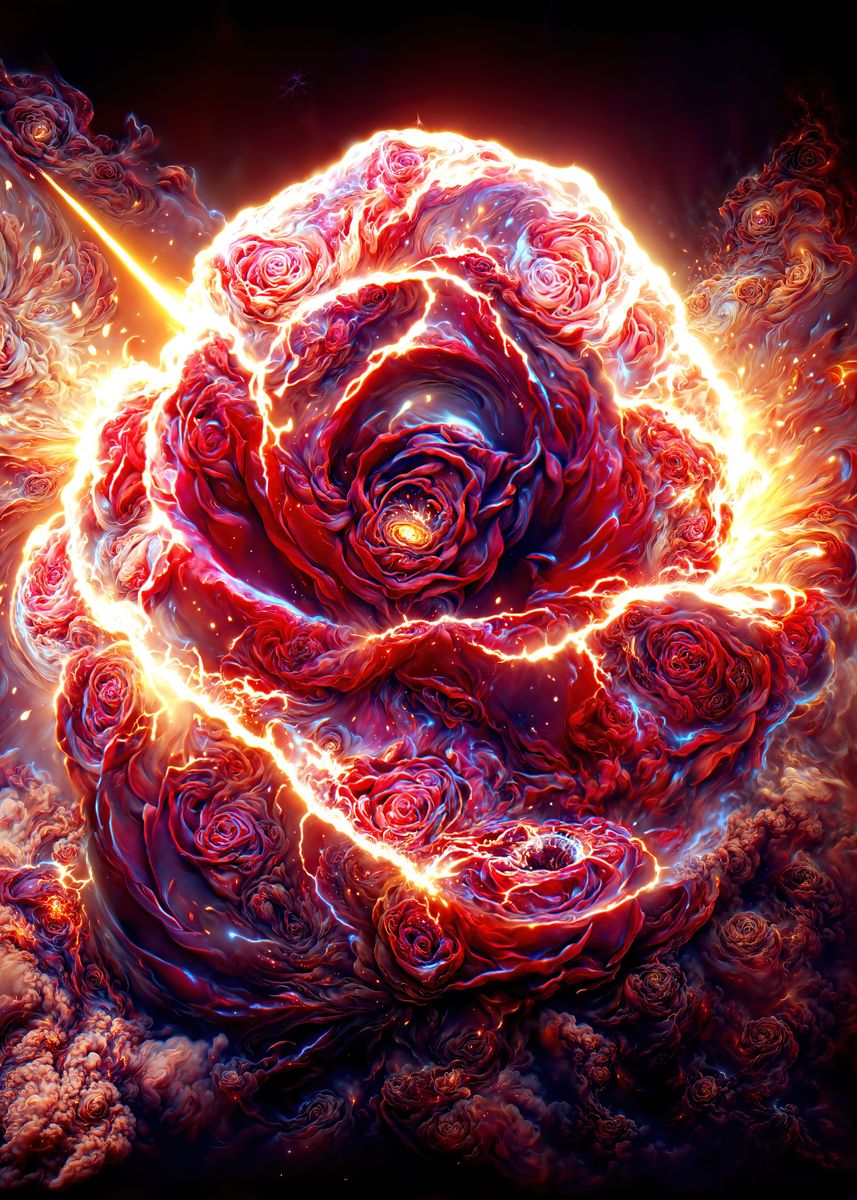 'Space Rose' Poster, picture, metal print, paint by DervlexArt | Displate